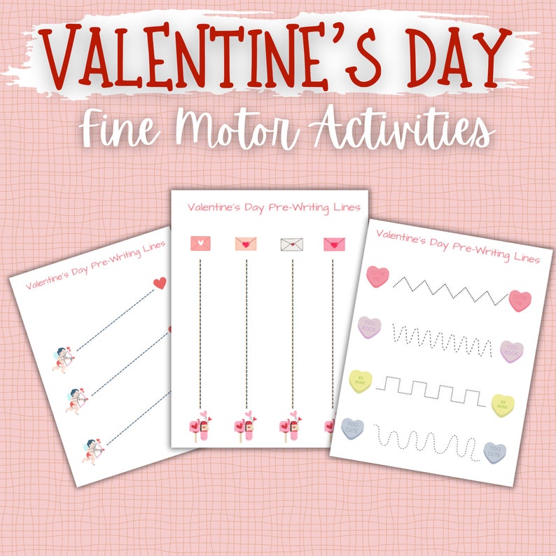 Valentine's Day Fine Motor & Prewriting Line Tracing Worksheets - Etsy