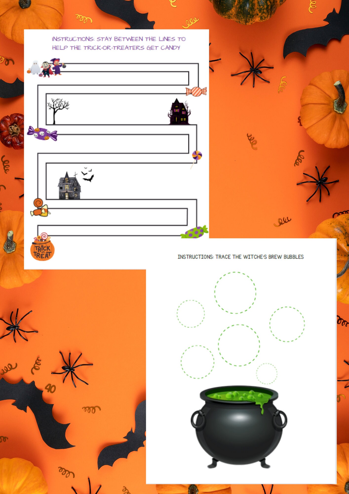 Halloween Fine Motor Worksheets; Halloween Pre-writing Activities - Etsy