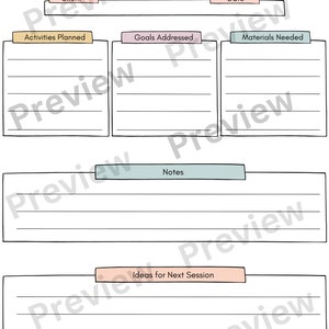 Occupational Therapy Treatment Plan Templates; Pediatric OT Treatment ...
