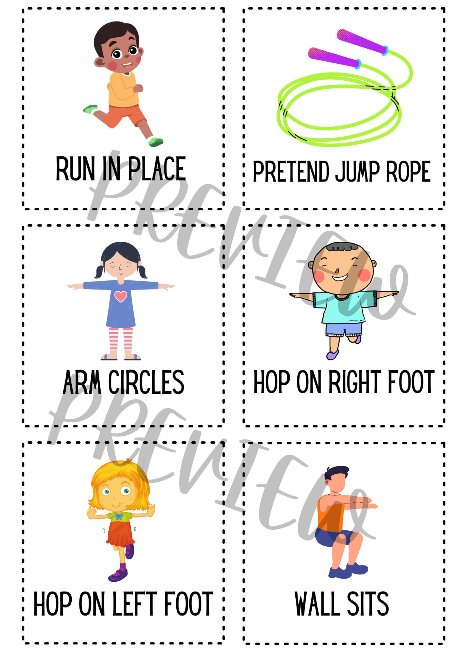 Gross Motor Exercise Cards; Gross Motor Exercise Pocket Dice Cards ...
