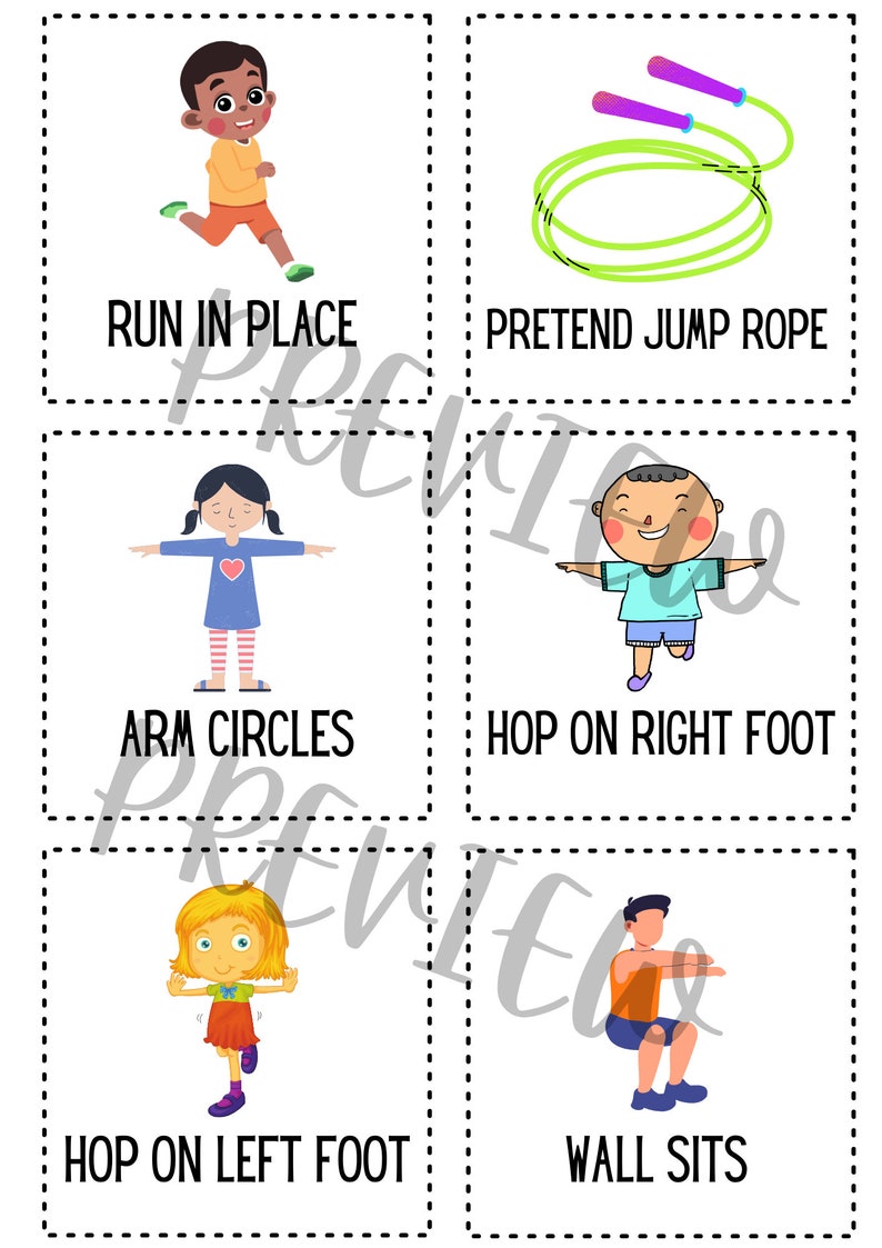 Gross Motor Exercise Cards; Gross Motor Exercise Pocket Dice Cards ...