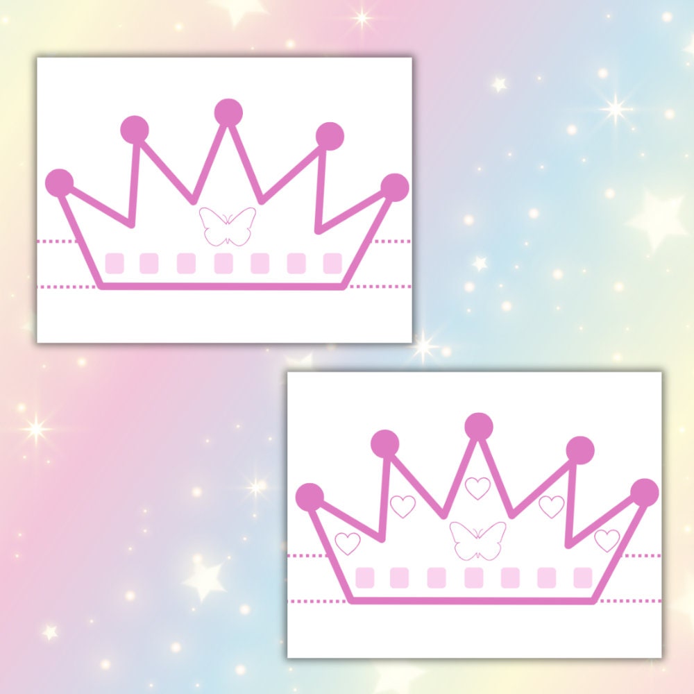 Wearable Paper Princess Crown Reward Chart, Princess Crown Sticker ...
