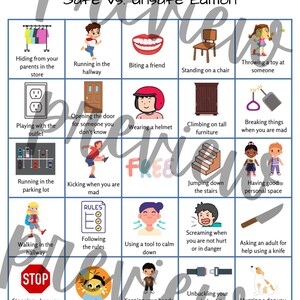 Safe Vs. Unsafe Bingo Game, Safety Awareness for Kids, Safety Awareness ...