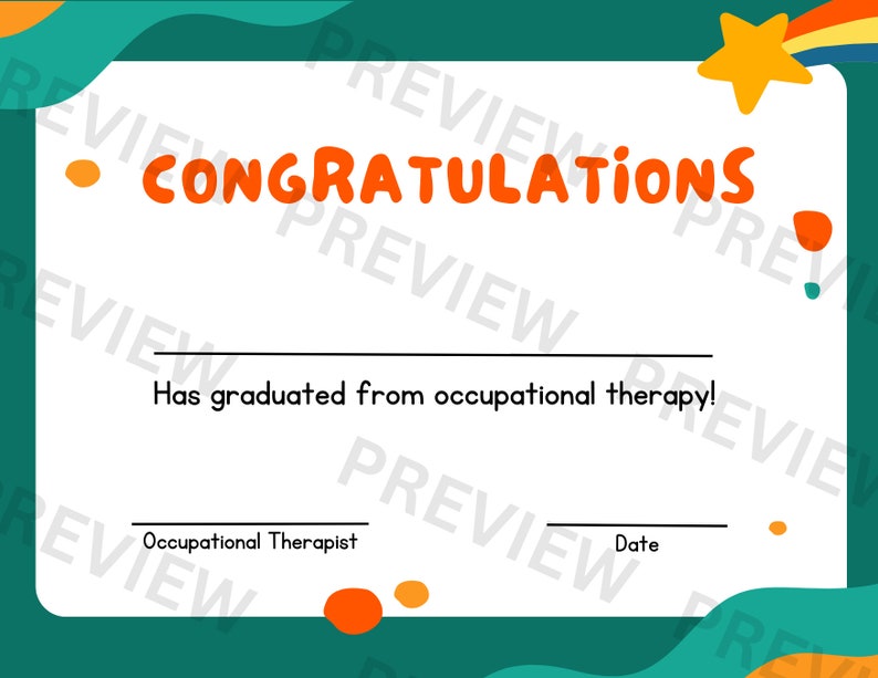 Occupational Therapy Graduation Certificates, Pediatric OT Graduation ...