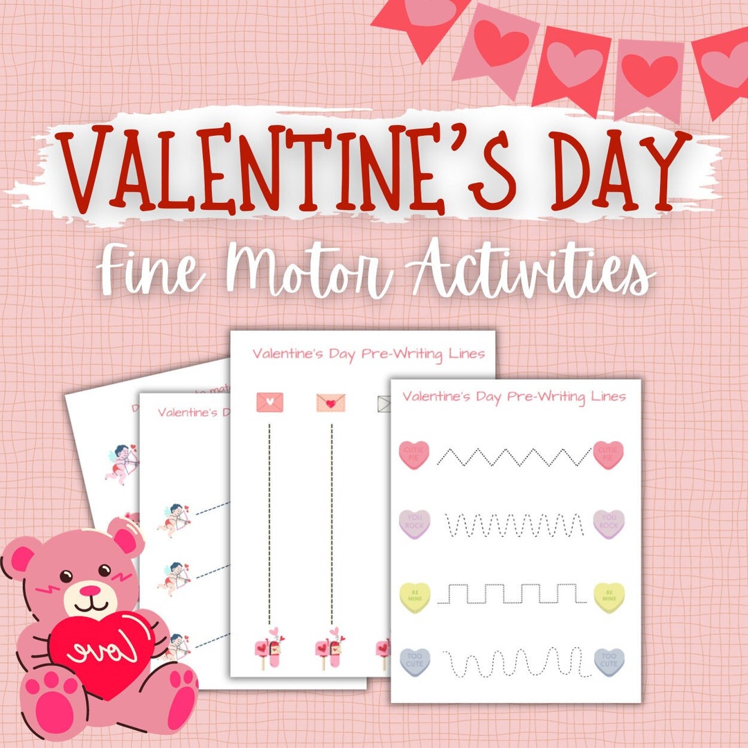 Valentine's Day Fine Motor & Prewriting Line Tracing Worksheets - Etsy