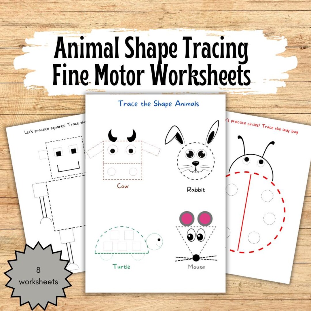 Animal Shape Tracing Fine Motor Worksheet, Fine Motor Worksheets, Pre ...