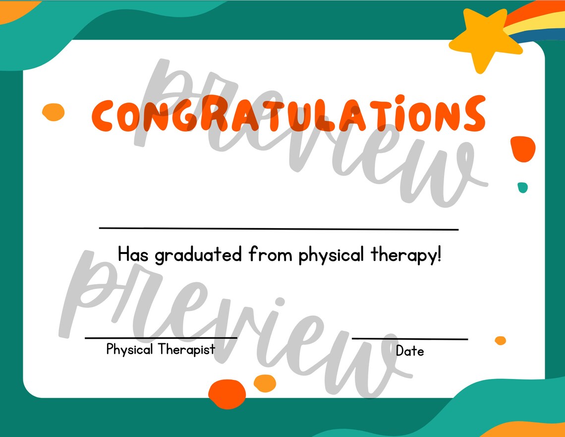 Pediatric Physical Therapy Graduation Certificates - Etsy