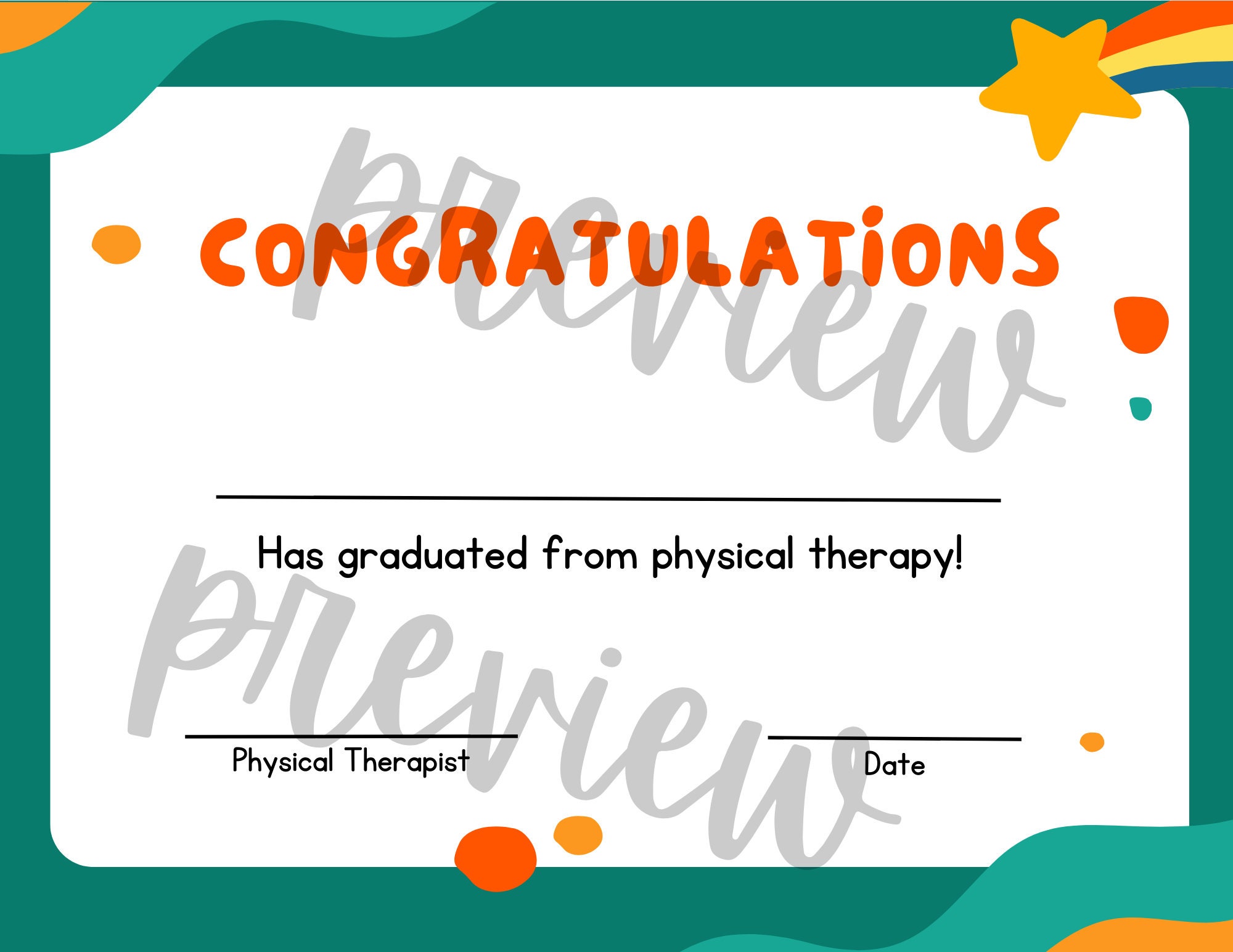 Pediatric Physical Therapy Graduation Certificates - Etsy