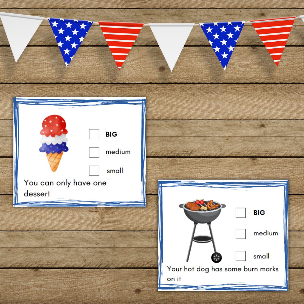 4th of July Size of the Problem Cards, Fourth of July Therapy Activity ...