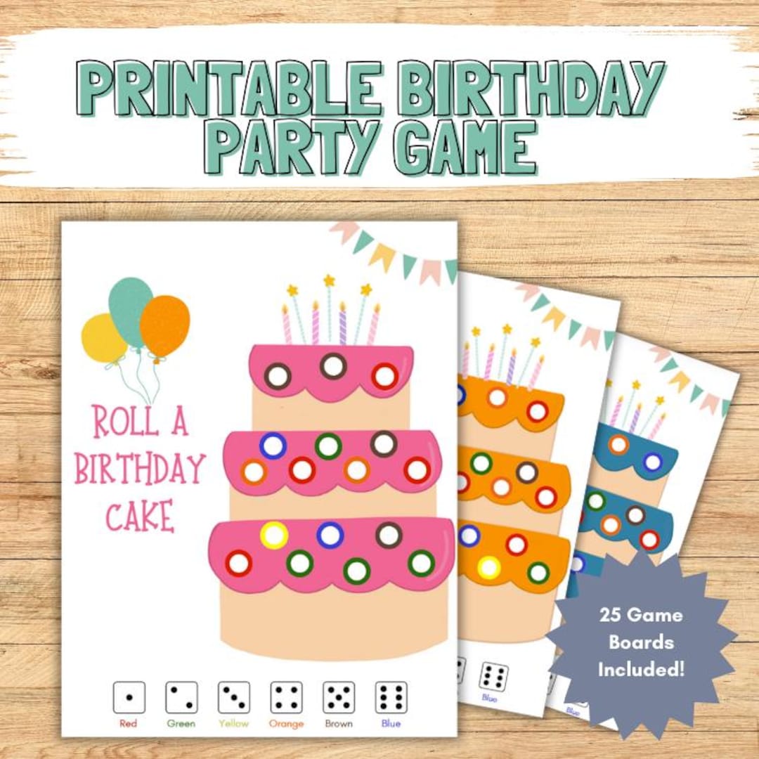 Roll a Birthday Cake Game, Birthday Party Game, Birthday Game for Kids ...