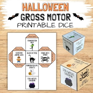 Halloween Gross Motor Dice Activity, Halloween Printable Exercise Game ...