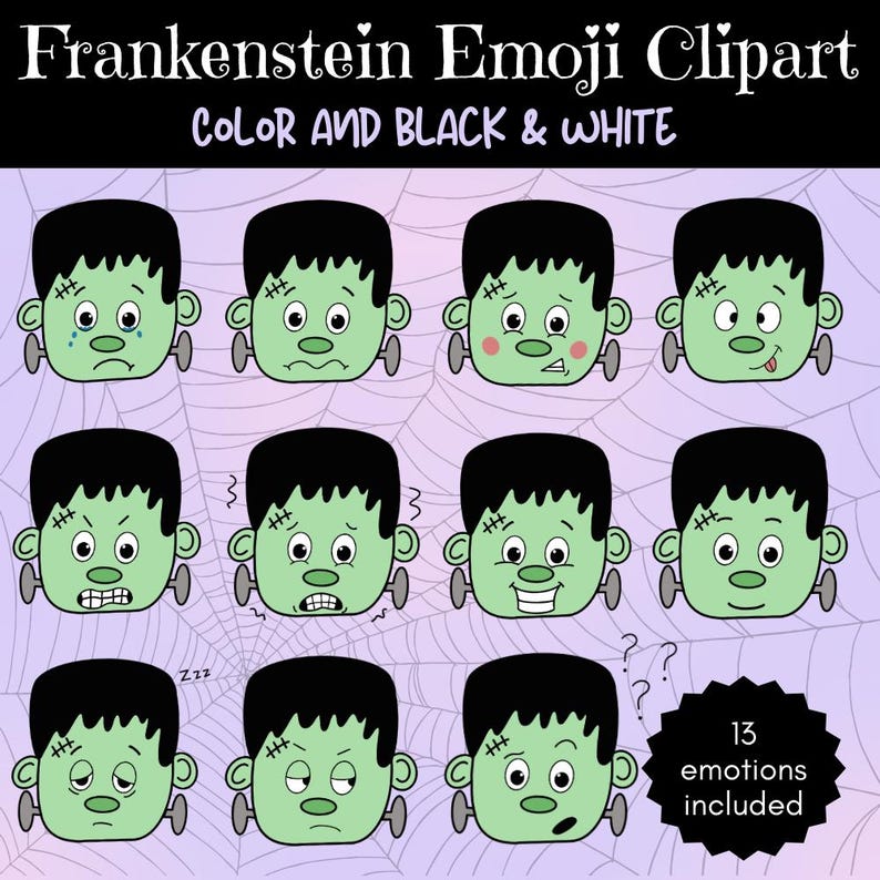 Frankenstein Emoji Clip Art, Frankenstein Emotion Clip Art, Halloween ...