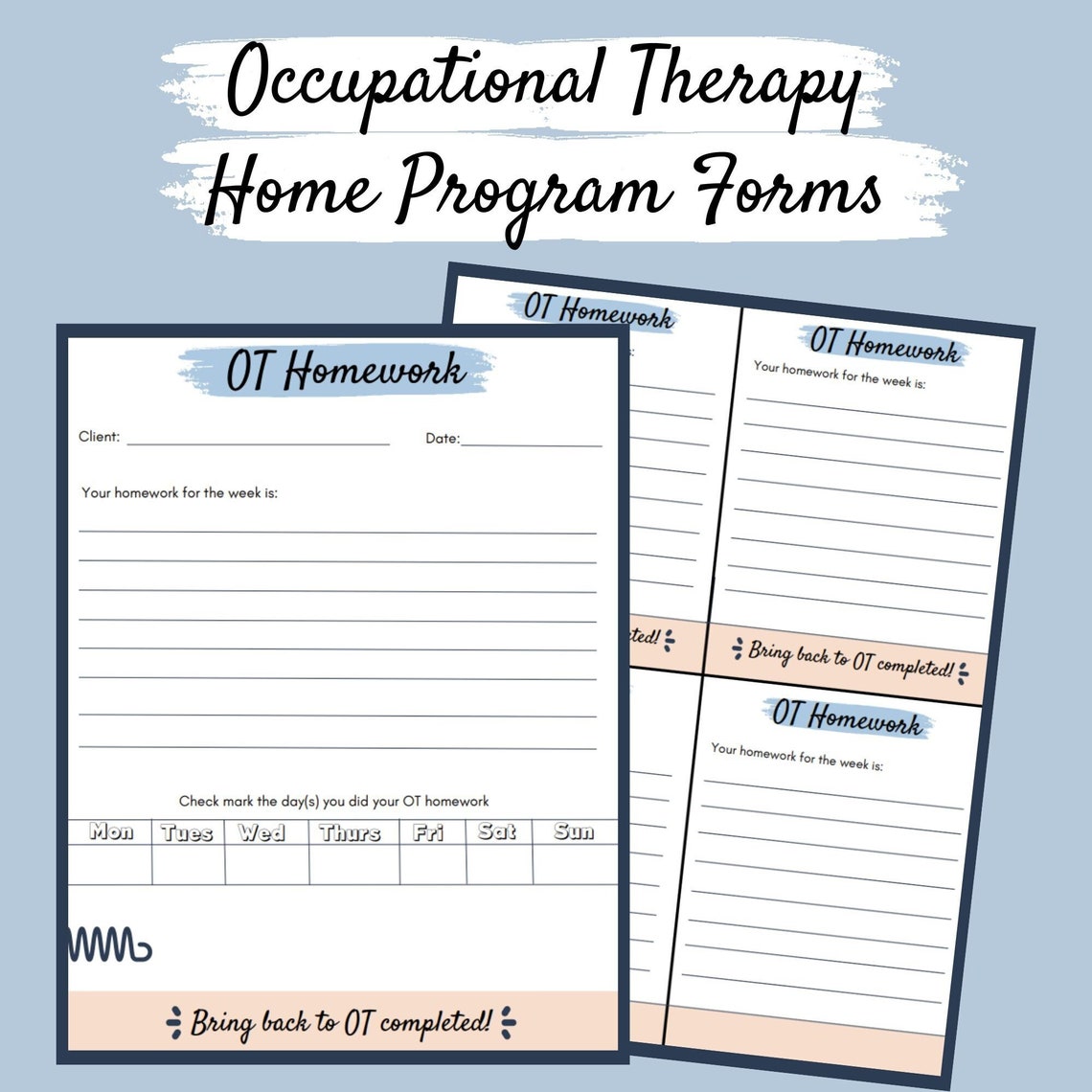 Occupational Therapy Home Program Form, Pediatric Occupational Therapy ...