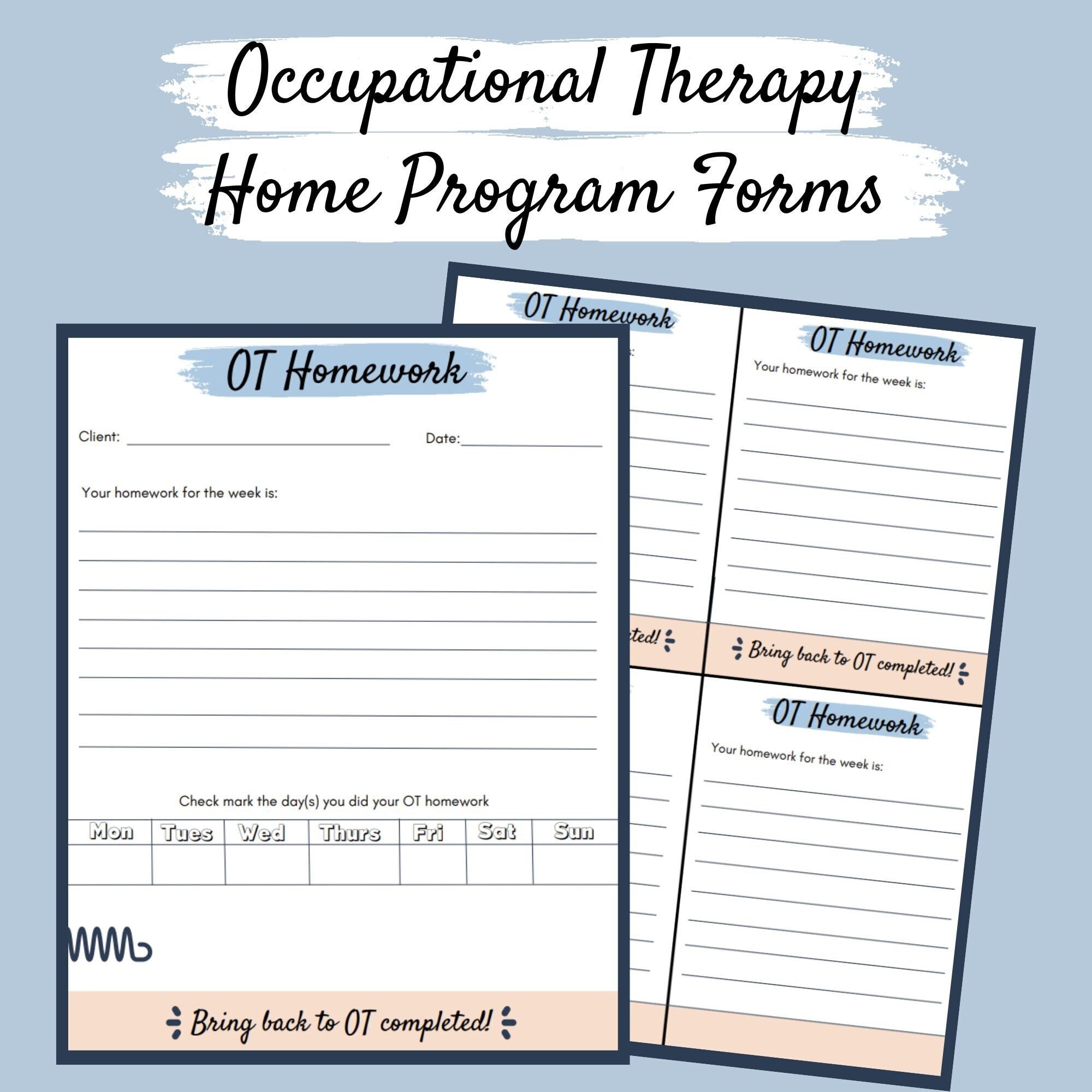 Occupational Therapy Home Program Form, Pediatric Occupational Therapy ...