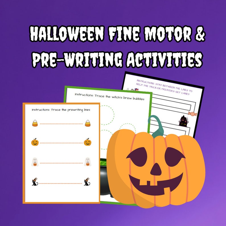 Halloween Fine Motor Worksheets Halloween Pre-writing - Etsy