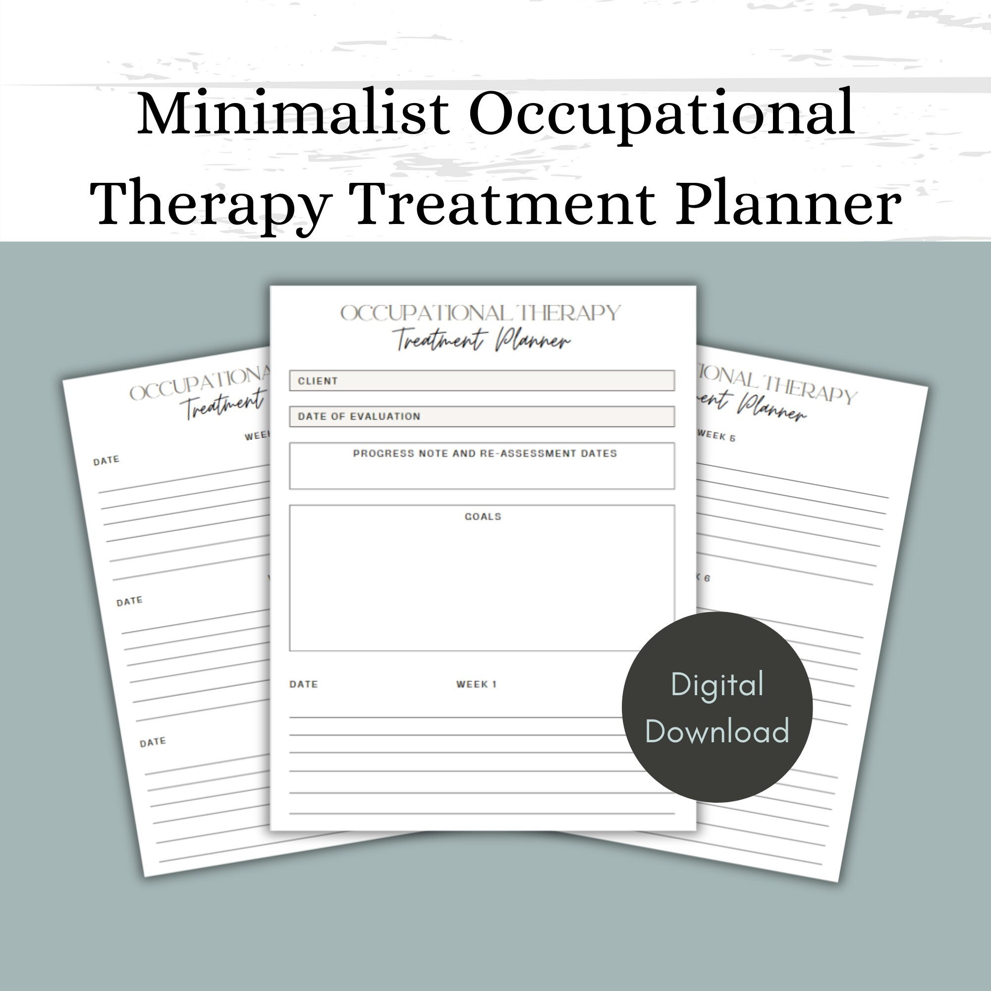 Minimalist, Simple Occupational Therapy Treatment Planner - Etsy