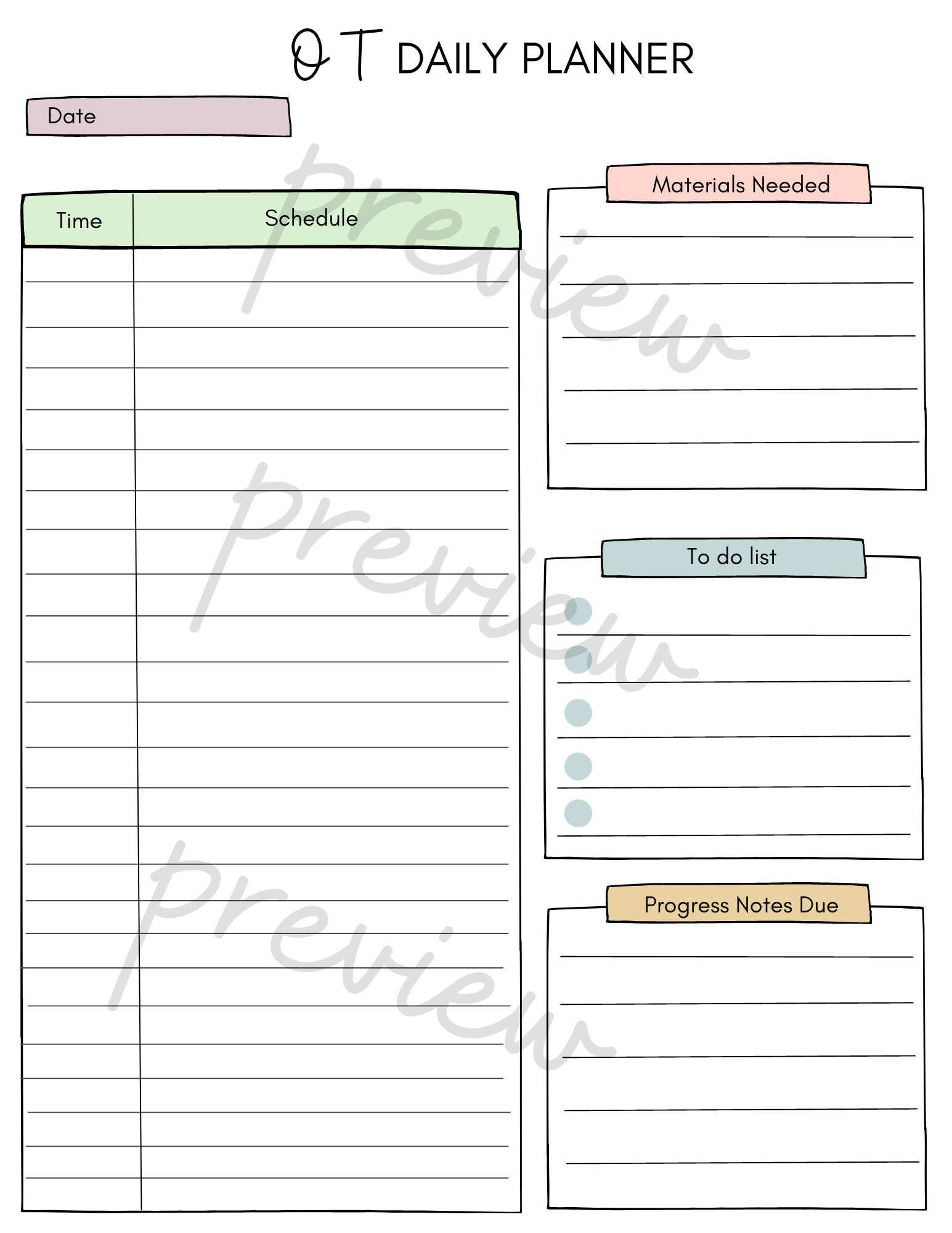 Occupational Therapy Planner & Organizer; Pediatric Occupational ...