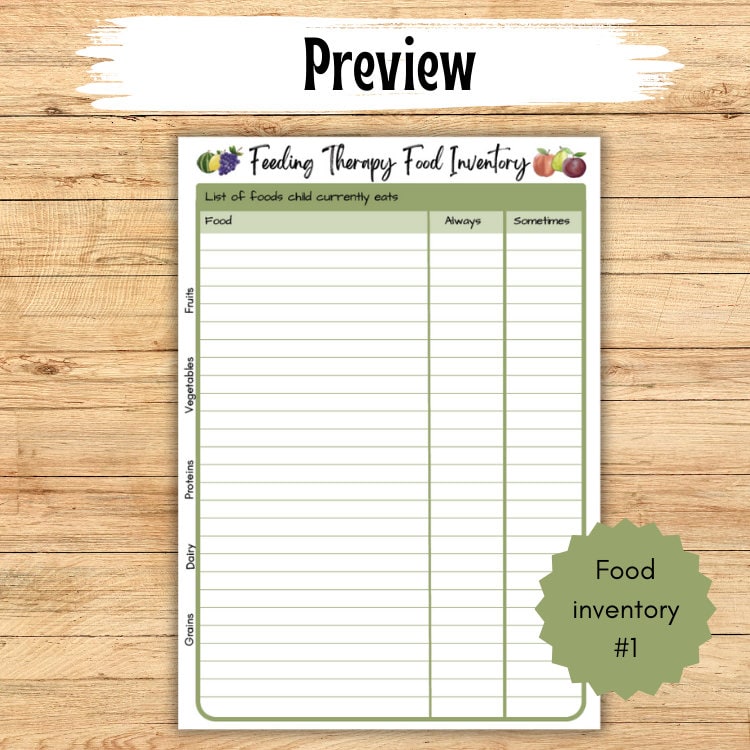 Feeding Therapy Logs, Home Feeding Therapy Log, Session Feeding Therapy ...