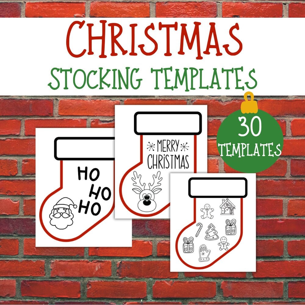 Printable Christmas Stocking Template; Kids Christmas Stocking Coloring ...