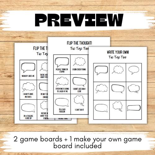 Printable Self-esteem Game, Flip the Thought Counseling Game, Self ...