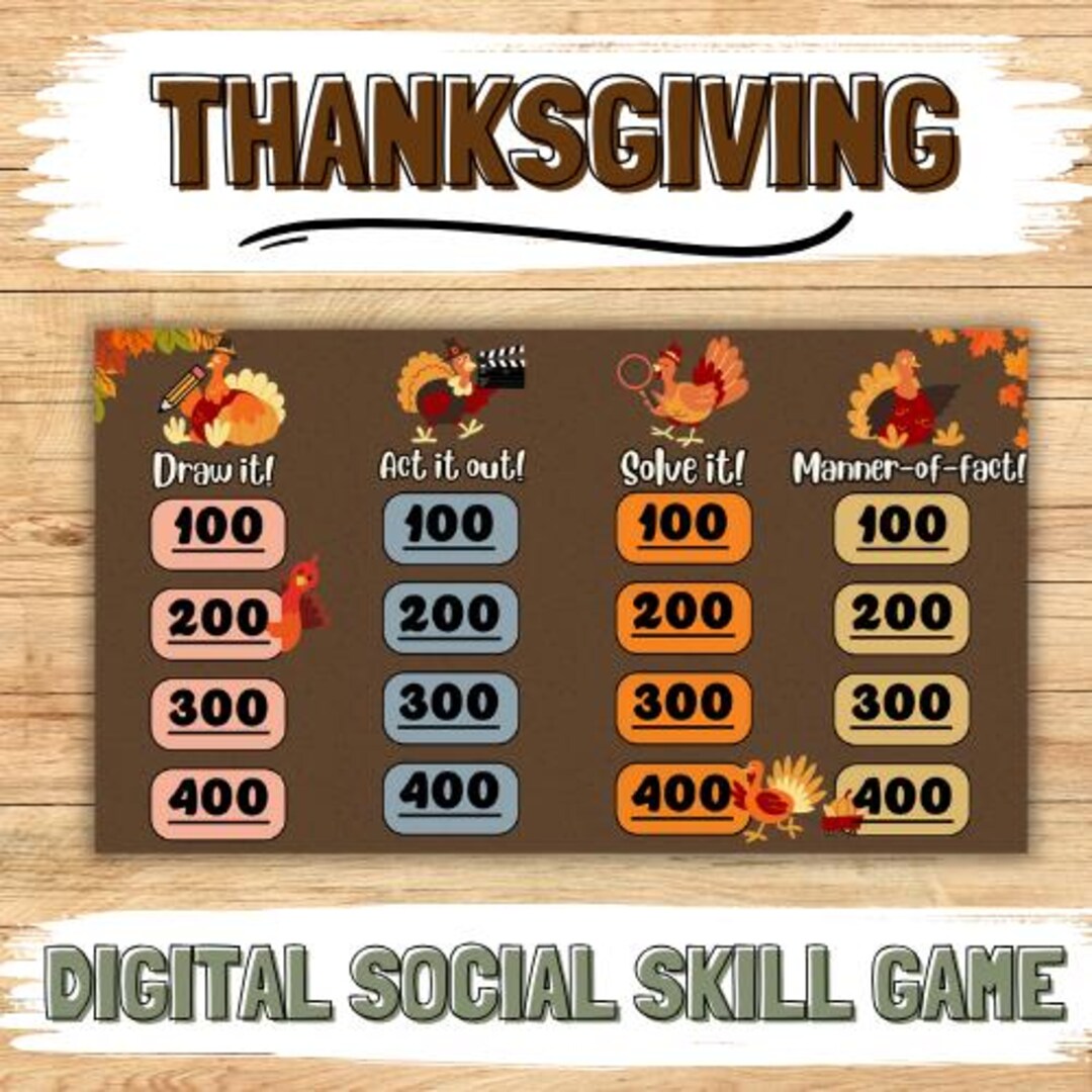 Thanksgiving Digital Social Skill Game, Thanksgiving Social Emotional ...
