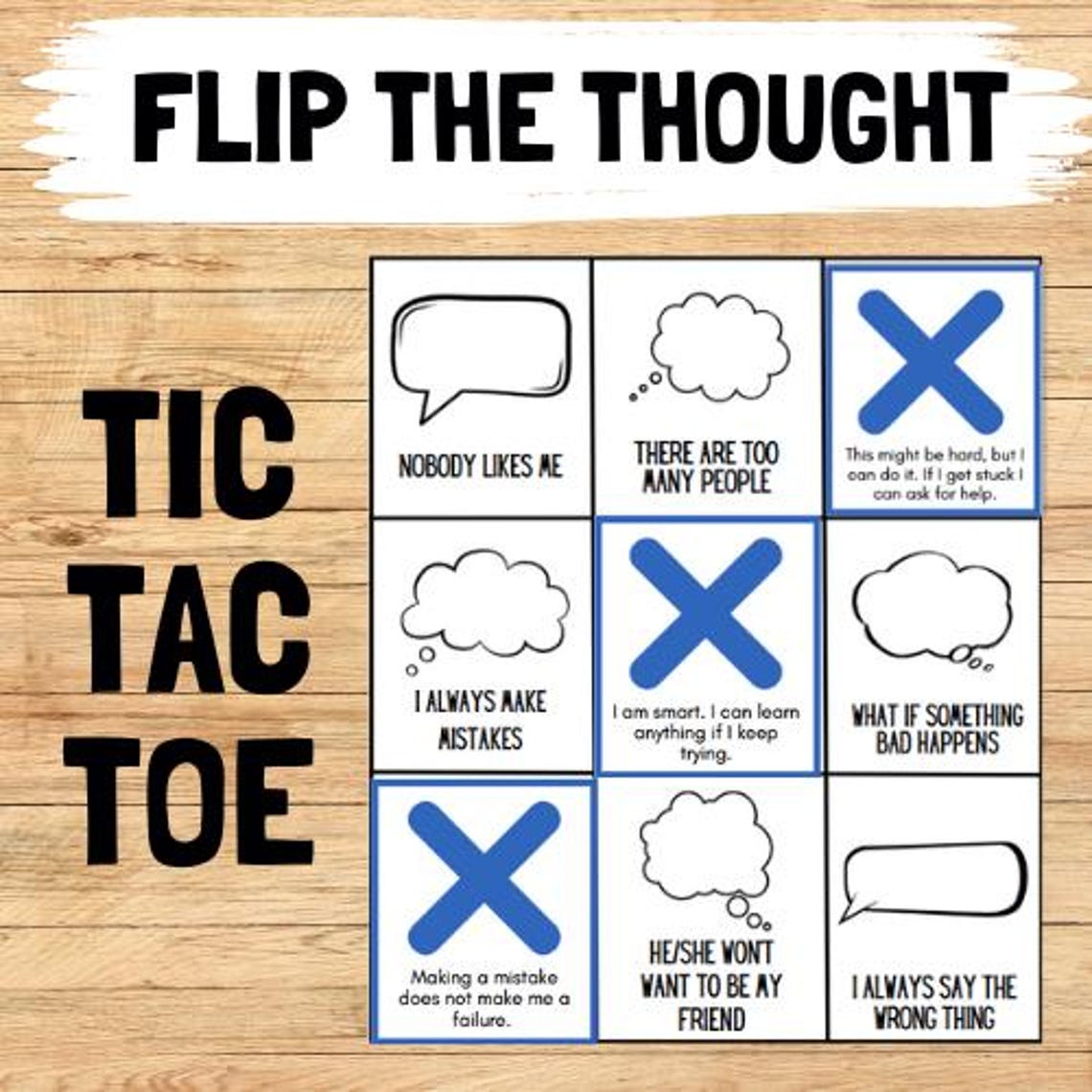 Printable Self-esteem Game, Flip the Thought Counseling Game, Self ...