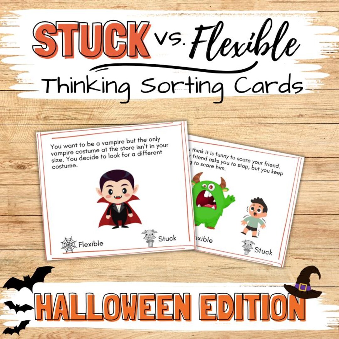 Halloween Flexible Vs. Stuck Thinking Sorting Cards, Halloween Social ...