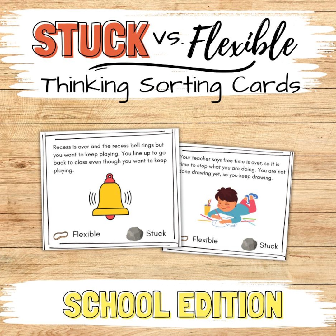 School Flexible Vs. Stuck Thinking Card Sorting Activity, Printable School Themed Flexible ...