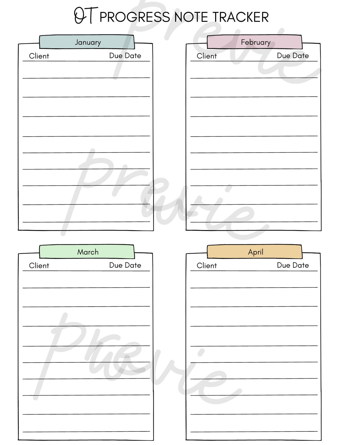 Occupational Therapy Progress Note Tracker, Occupational Therapy ...