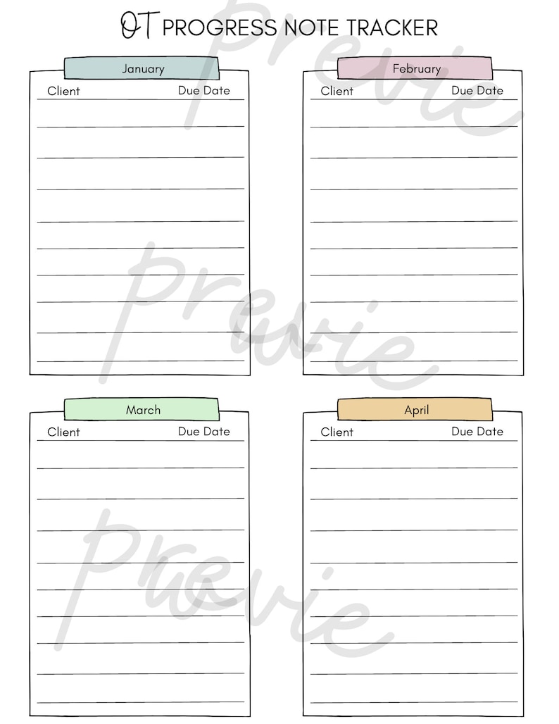 Occupational Therapy Progress Note Tracker, Occupational Therapy ...