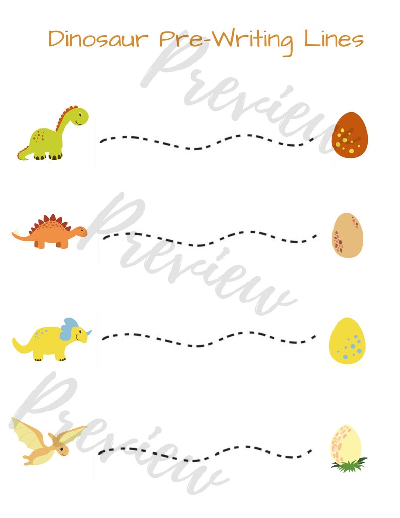 Dinosaur Pre-writing Line Worksheets; Dinosaur Fine Motor Activities - Etsy