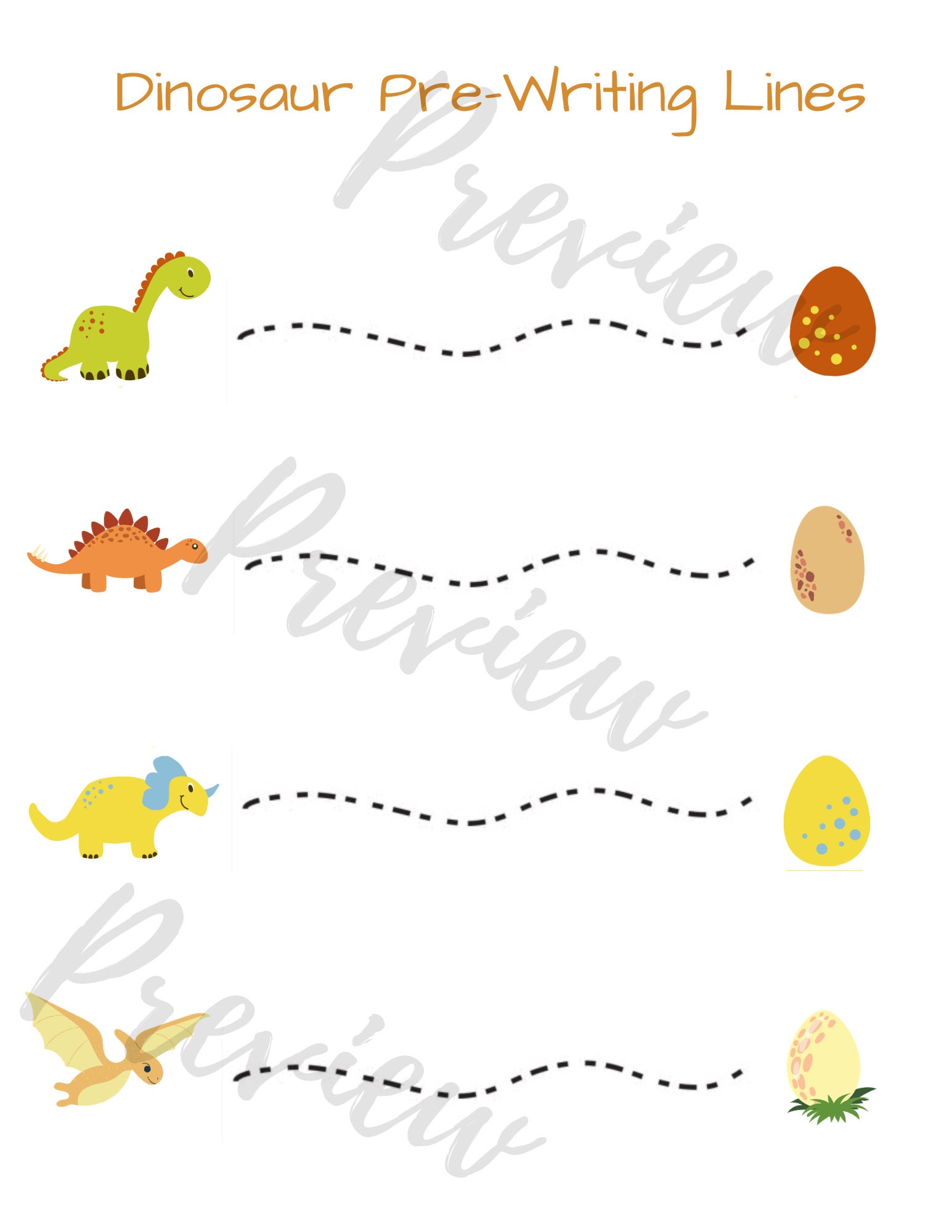 Dinosaur Pre-writing Line Worksheets; Dinosaur Fine Motor Activities - Etsy
