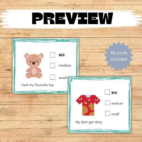 Size of the Problem Card Sorting Activity - Emotional Regulation ...