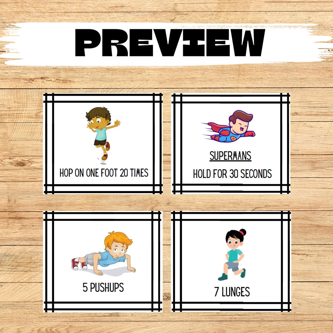 Gross Motor Exercise Memory Match Game, Kid's Fitness Game, Exercise ...
