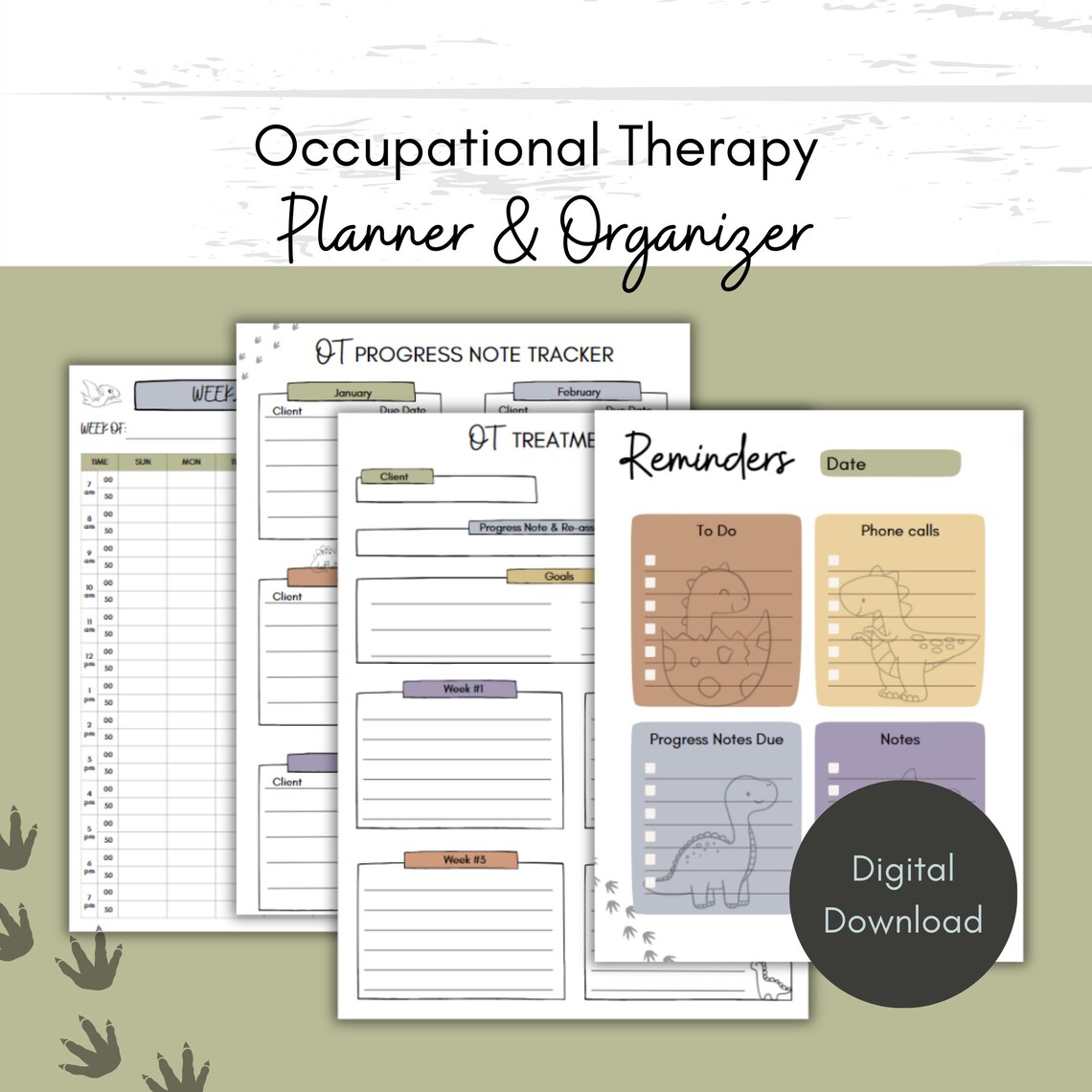 Dinosaur Occupational Therapy Planner & Organizer; Pediatric ...