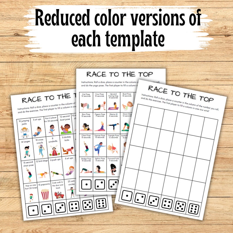 Printable Exercise Game; Race to the Top Exercise Game; Brain Break ...
