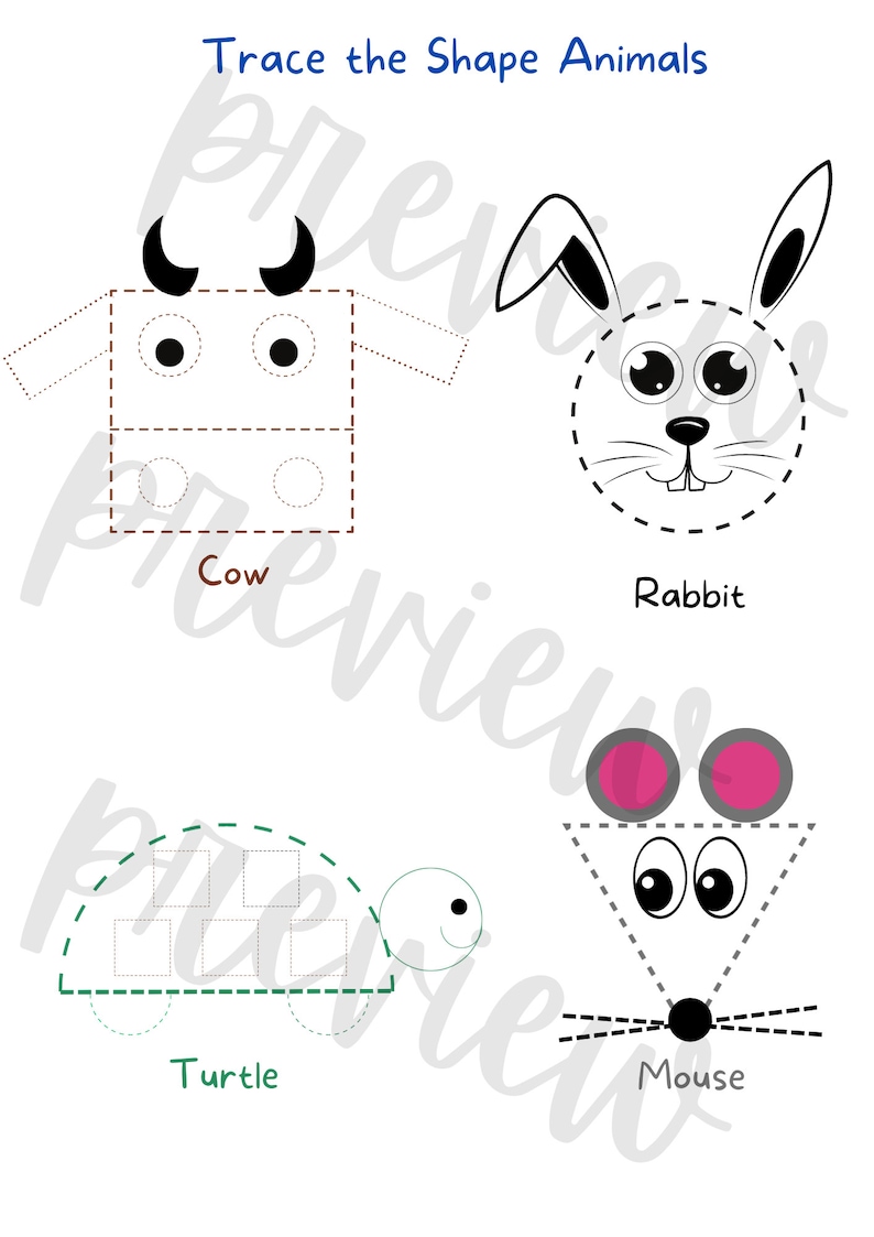 Animal Shape Tracing Fine Motor Worksheet, Fine Motor Worksheets, Fine ...