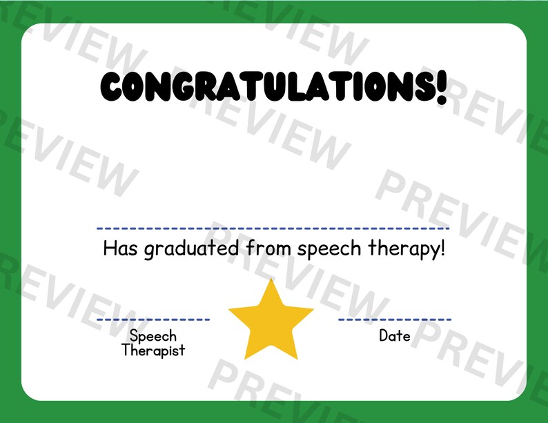 Speech Therapy Graduation Certificates; Pediatric Speech Therapy ...