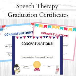 Speech Therapy Graduation Certificates; Pediatric Speech Therapy ...