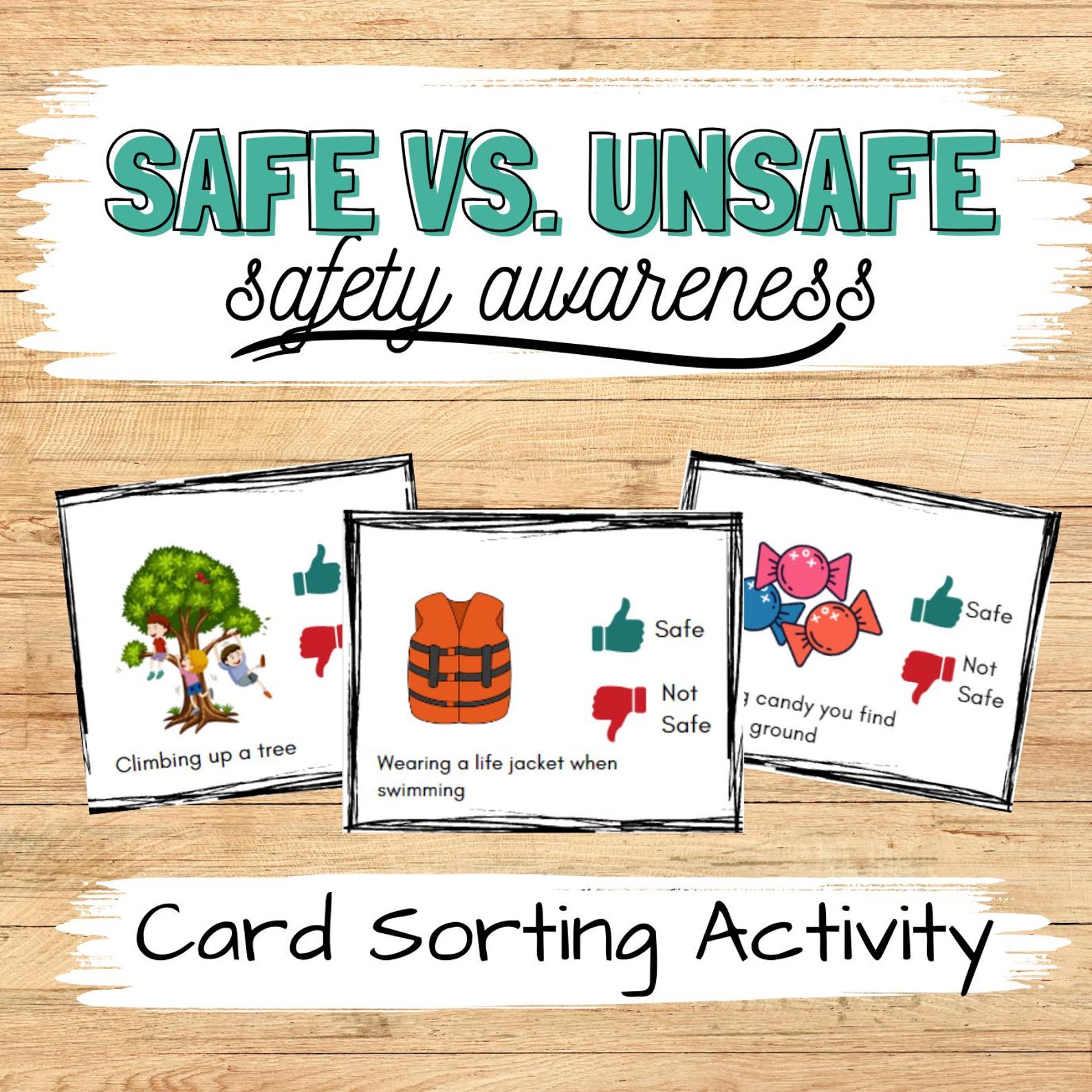 Safe Vs. Unsafe Sorting Activity, Safety Awareness Cards, Safety ...
