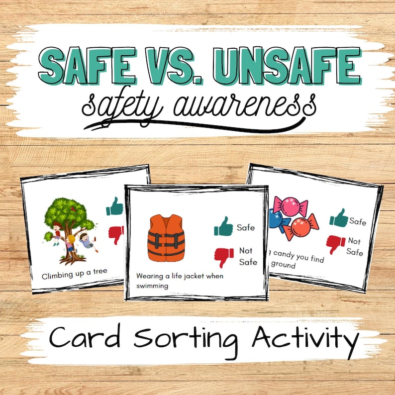 Safe Vs. Unsafe Sorting Activity, Safety Awareness Cards, Safety ...