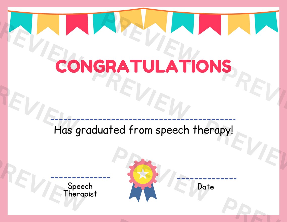 Speech Therapy Graduation Certificates; Pediatric Speech Therapy ...