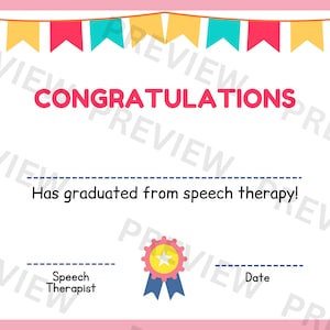 Speech Therapy Graduation Certificates; Pediatric Speech Therapy ...