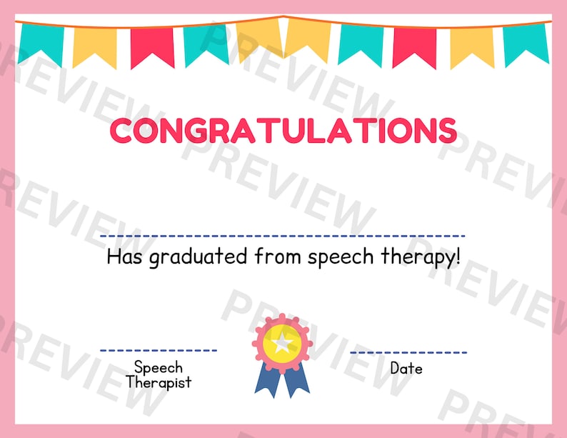Speech Therapy Graduation Certificates; Pediatric Speech Therapy ...