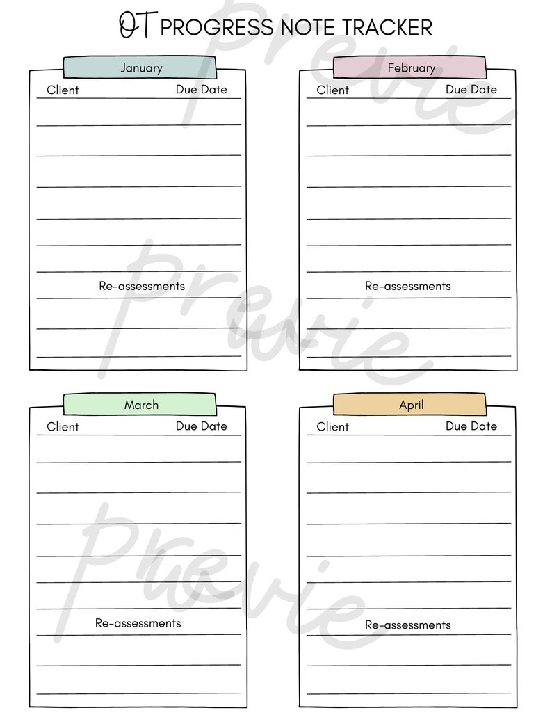 Occupational Therapy Progress Note Tracker, Occupational Therapy ...