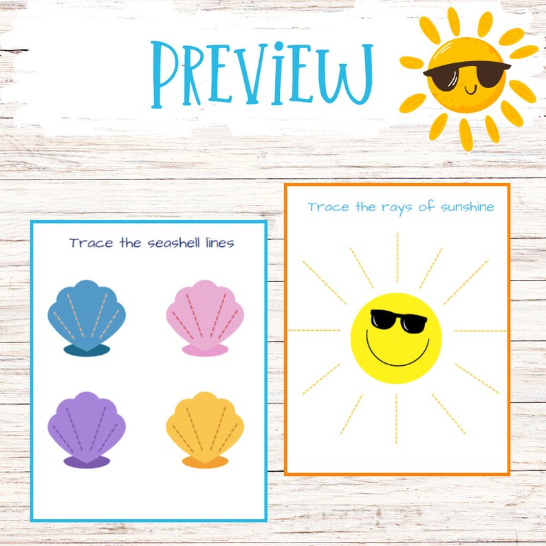 Summer Themed Fine Motor and Pre-writing Line Worksheets, Preschool ...
