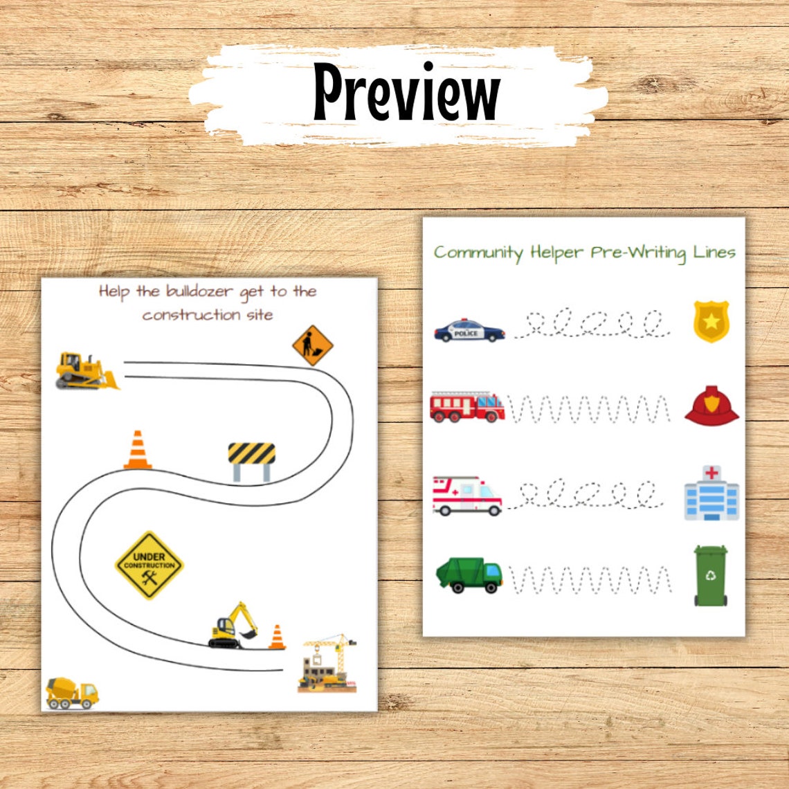 Community Helper Fine Motor & Pre-writing Worksheets, Pencil Control ...
