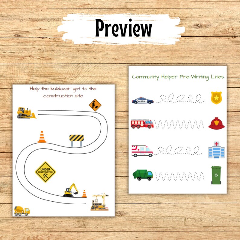 Community Helper Fine Motor & Pre-writing Worksheets, Pencil Control ...