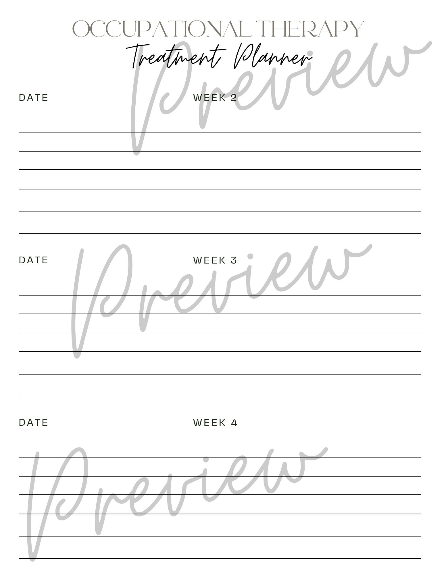 Minimalist, Simple Occupational Therapy Treatment Planner - Etsy