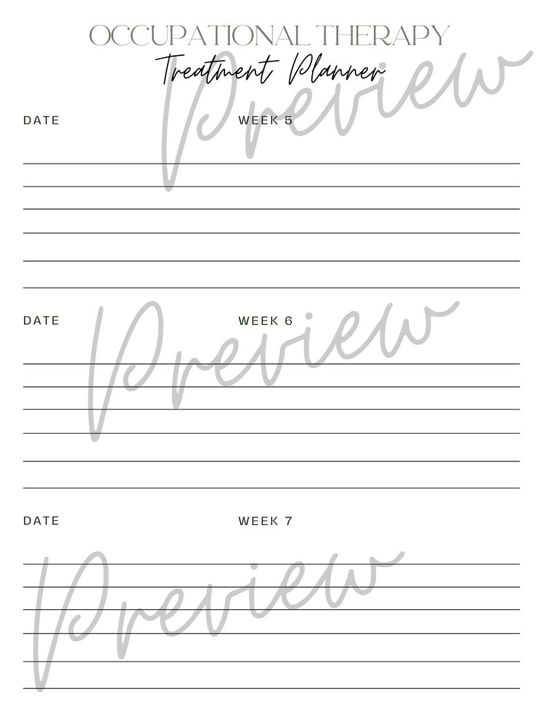 Minimalist, Simple Occupational Therapy Treatment Planner - Etsy